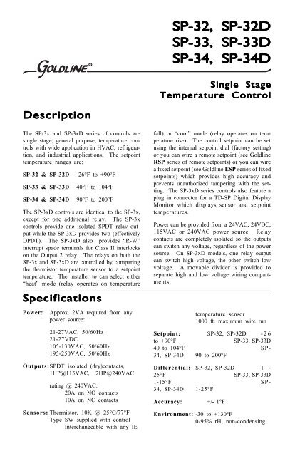SP-32, SP-32D SP-33, SP-33D SP-34, SP-34D - Yaun Company Inc.