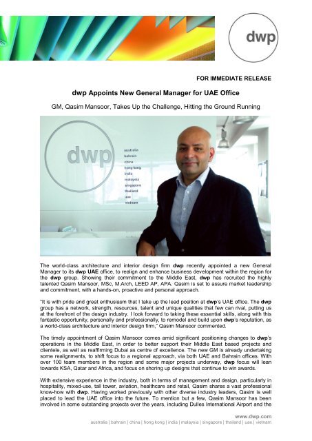 dwp Appoints New General Manager