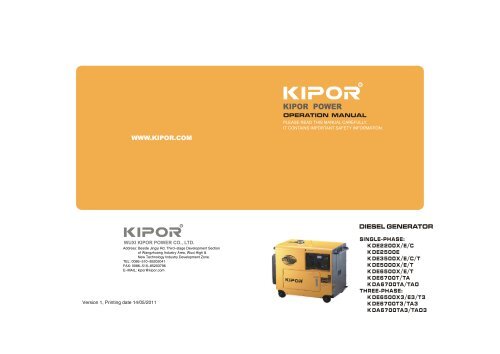 Diesel generator - Kipor
