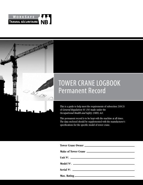 TOWER CRANE LOGBOOK Permanent Record - WorkSafeNB