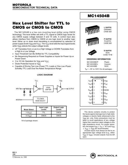 Hex Level Shifter for TTL to CMOS or CMOS to CMOS ... - Server Die