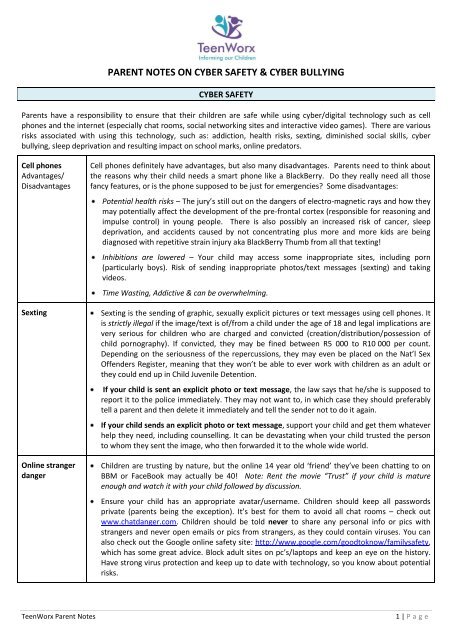 Cyber Safety and Bullying - Sunlands Primary School