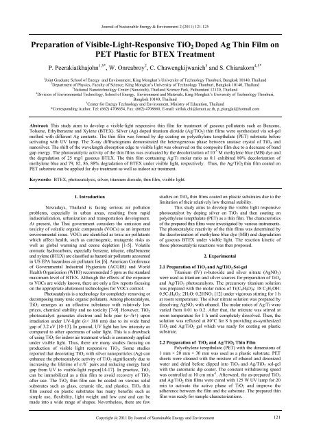 Preparation of Visible-Light-Responsive TiO2 Doped Ag Thin Film ...