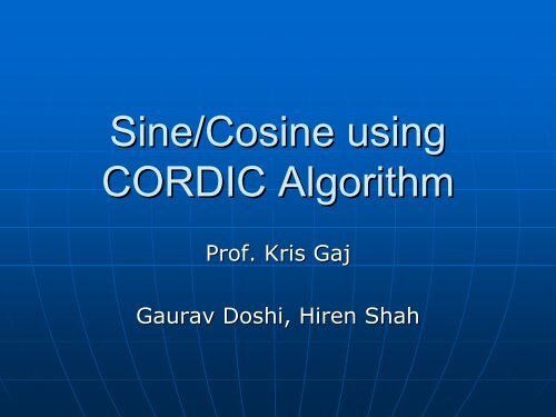 Sinecosine Using Cordic Algorithm