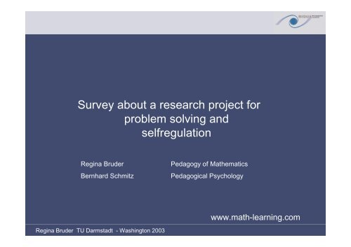 Survey about a research project for problem solving ... - math-learning