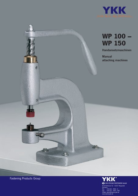 WP 100 Ã¢Â Â WP 150 - YKK STOCKO FASTENERS GmbH