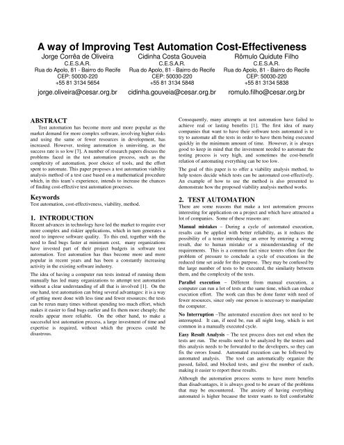 A way of Improving Test Automation Cost-Effectiveness - Gotest