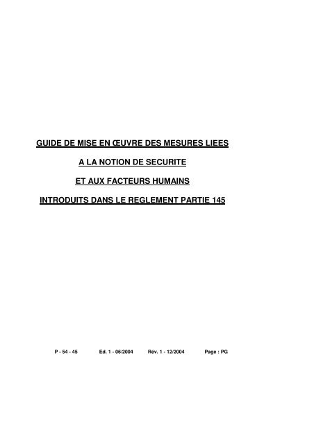 guide de mise en Å uvre des mesures liees a la notion de securite et ...