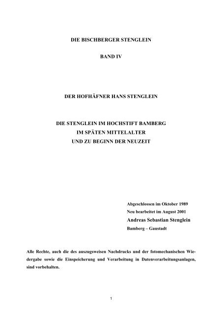 DIE BISCHBERGER STENGLEIN BAND IV - Andreas Stenglein