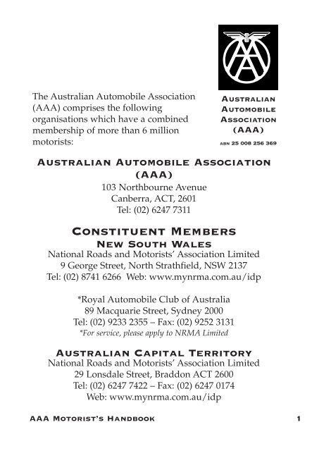 AAA Handbook - Australian Automobile Association