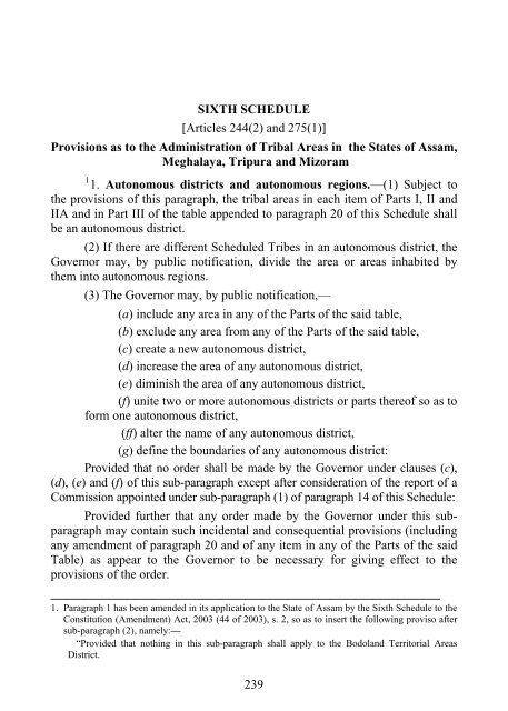 SIXTH SCHEDULE - Ministry of Law and Justice