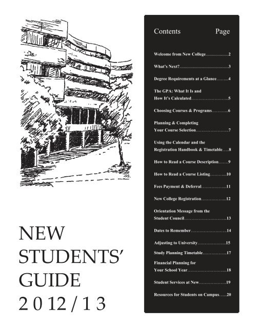 new students' guide 2 0 12 / 1 3 - New College – University of Toronto