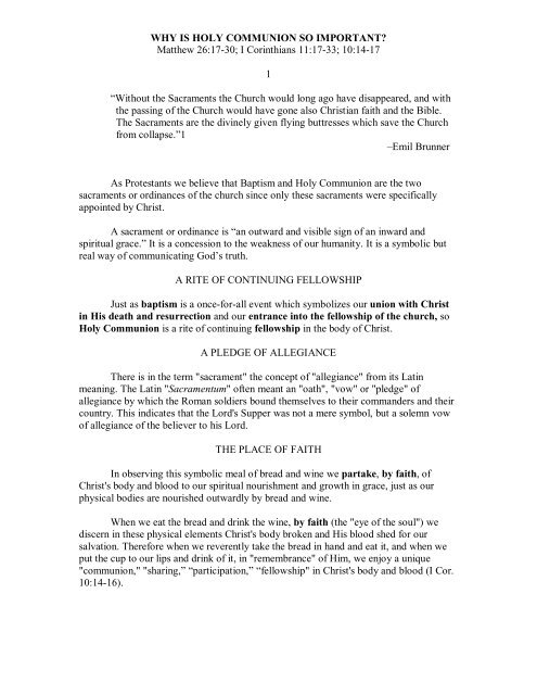 WHY IS HOLY COMMUNION SO IMPORTANT - Vital Christianity