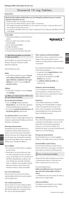 Download Domerid 10mg PIL here - Rowex Ltd