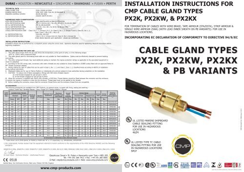 cable gland types px2k, px2kw, px2kx & pb variants - CMP Products