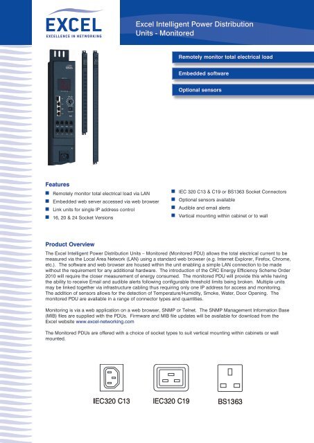 Excel Intelligent Power Distribution Units ... - Excel-Networking