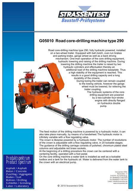 G05010 Road Core-drilling machine Type 290 - Strassentest OHG