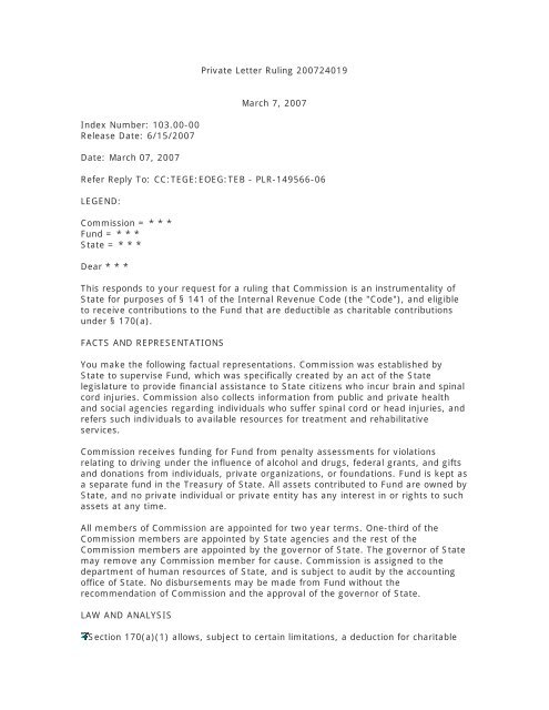 IRS Private Letter Ruling 200724019