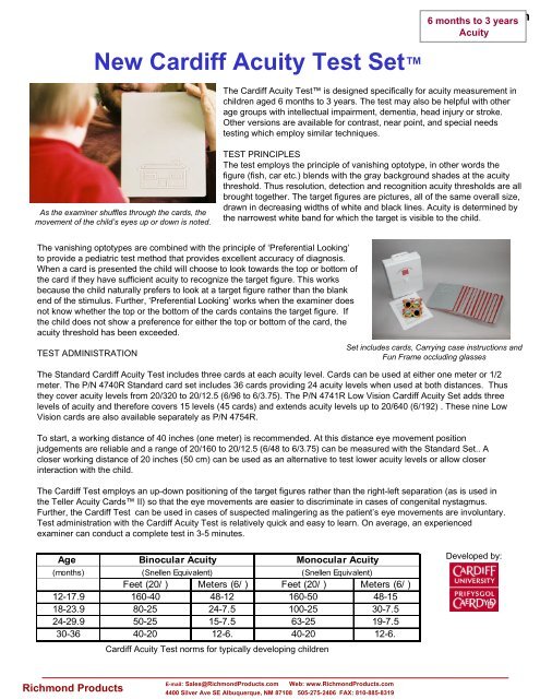 New Cardiff Acuity Test Set™ Continued - Richmond Products