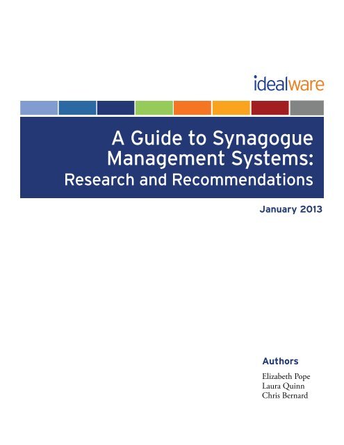 A Guide to Synagogue Management Systems: - Idealware