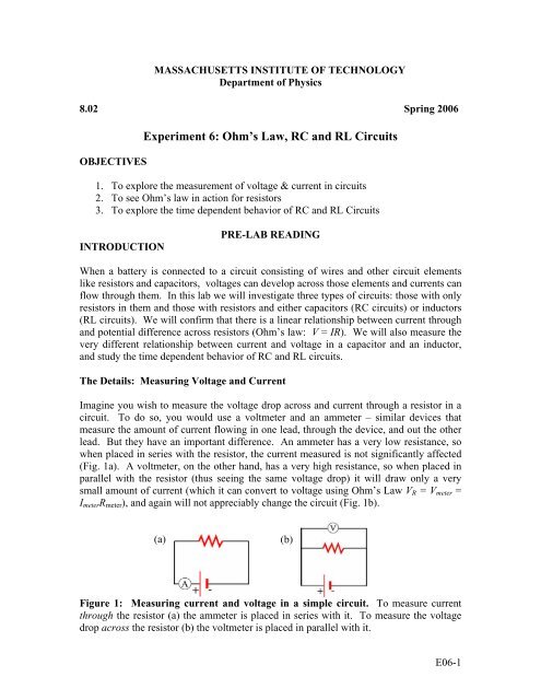 Experiment 6 Ohms Law Rc And Rl Circuits