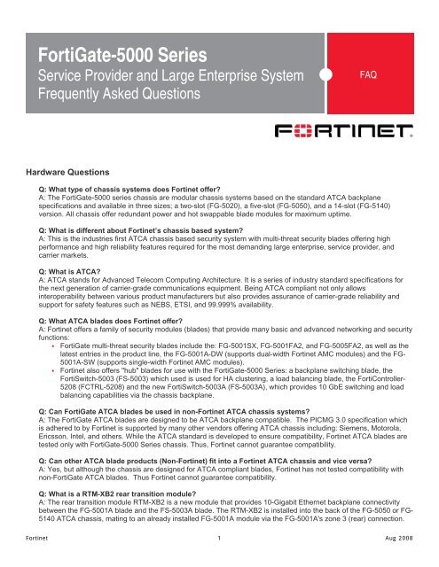 FortiGate 5000 Series FAQs - Firewall Systems