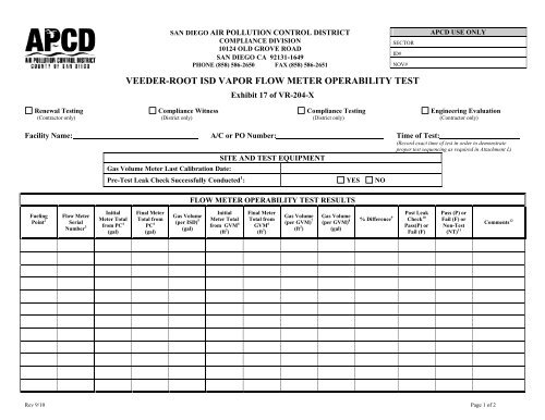 veeder-root isd vapor flow meter operability test - Air Pollution ...