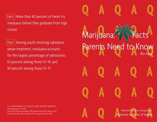Marijuana Facts Parents Need to Know PDF - ADAI Library