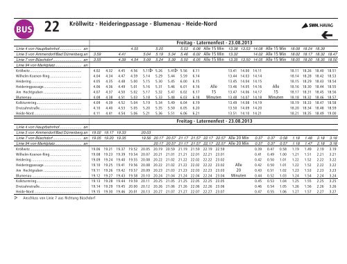 Fahrplan Linie 22
