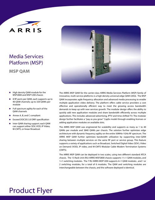 MSP QAM Product Flyer - Arris