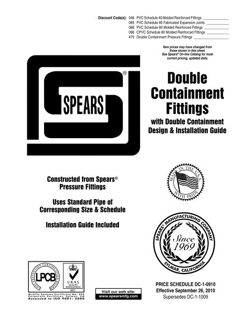 Double Containment Fittings - Spears Manufacturing Co.
