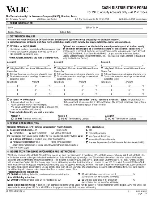 Annuity Cash Distribution Form (PDF) - MCPS YourPlan.info