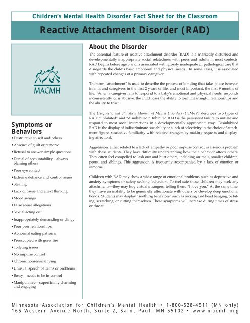 Reactive Attachment Disorder (RAD) - School Mental Health