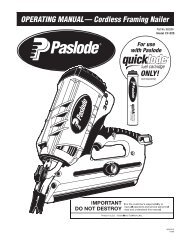 tool schematic and parts important! paslode cordless framing nailer
