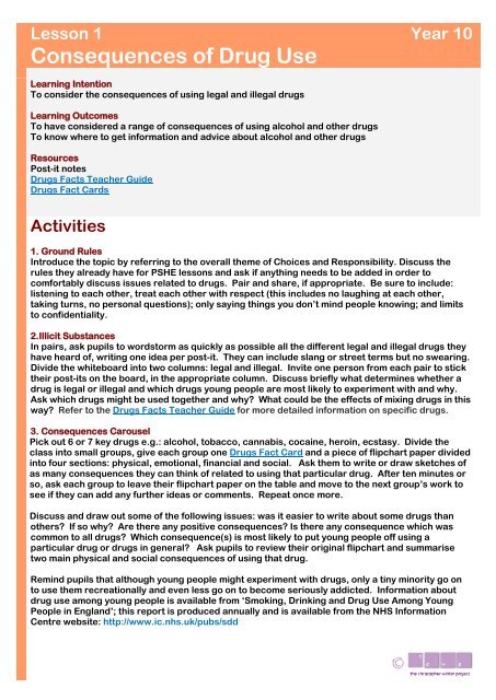 Year 10 Lesson Plan - Cornwall Healthy Schools