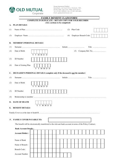 FAMILY BENEFIT CLAIM FORM - nbcei
