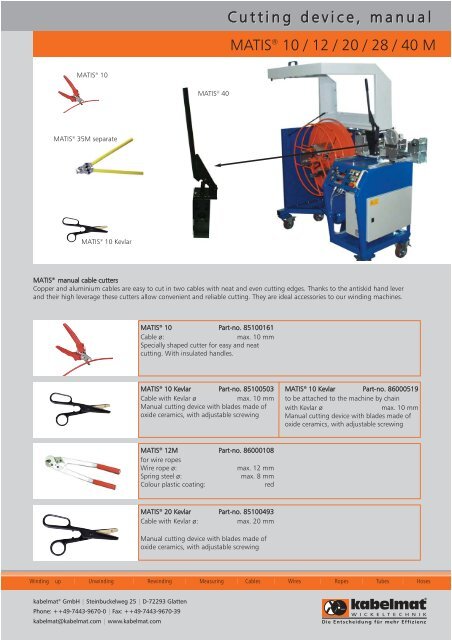 MATIS® 10 / 12 / 20 / 28 / 40 M Cutting device, manual