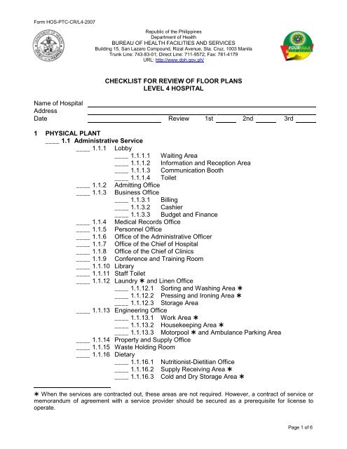 Review - Level 4 Hospital - DOH