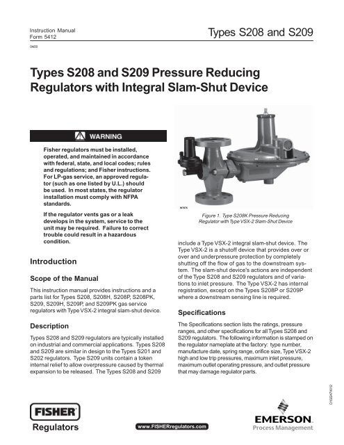 Types S208 and S209 Pressure Reducing Regulators with Integral ...