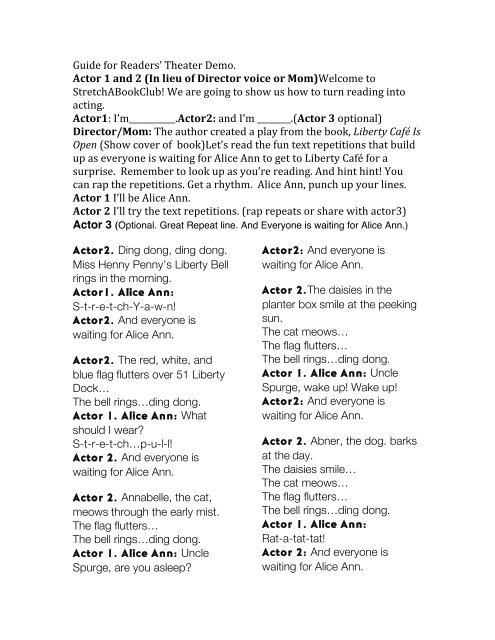 Reader's Theater demo script - Images Press