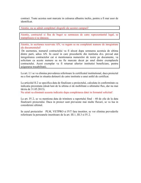 Instructiuni de completare a contractului de finantare ... - LLP