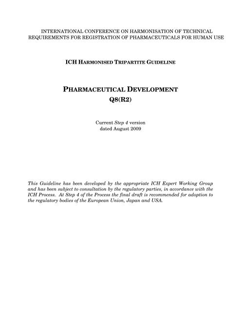 pharmaceutical development q8(r2) - ICH