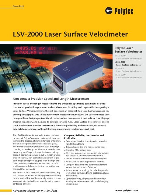 LSV-2000 Laser Surface Velocimeter - Begner Agenturer