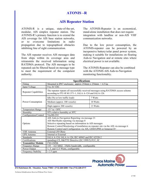 ATONIS â R AIS Repeater Station - SiiTech