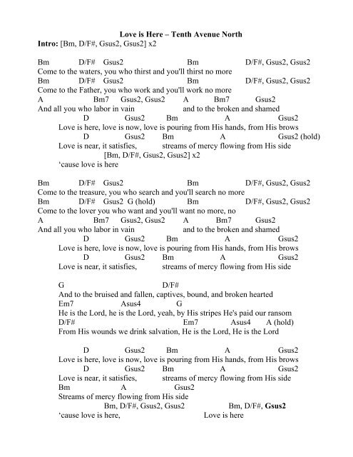 Tenth Avenue North Guitar Chords