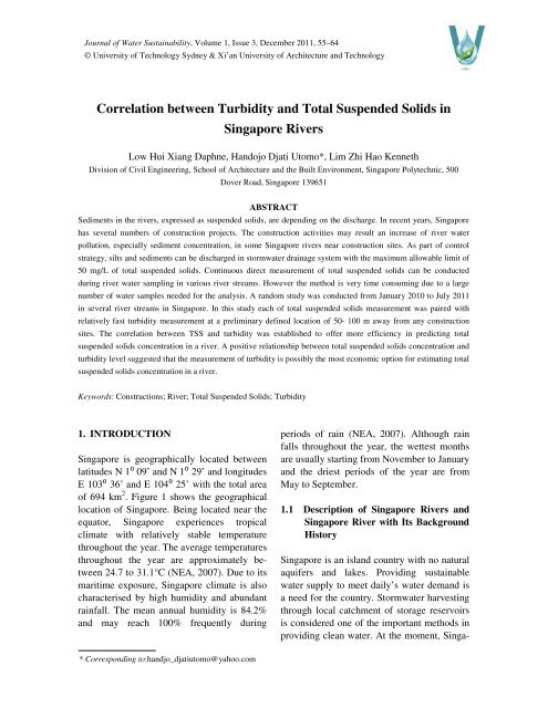 Correlation Between Turbidity And Total Suspended Solids In