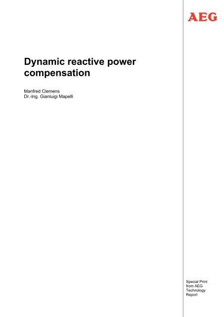 Dynamic reactive power compensation - AEG Industrial Engineering