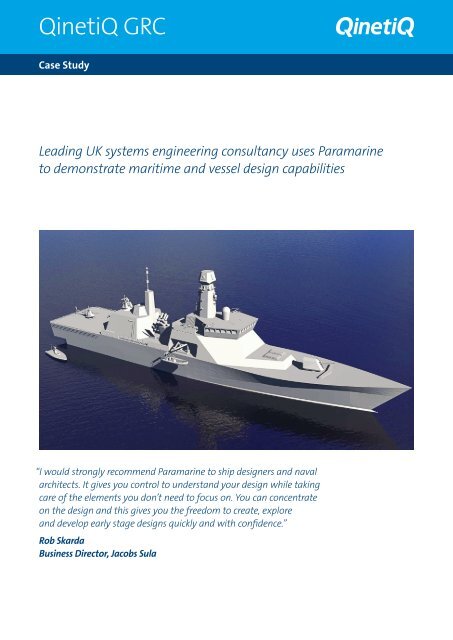Babcock uses Paramarine for stability analysis and ... - QinetiQ GRC
