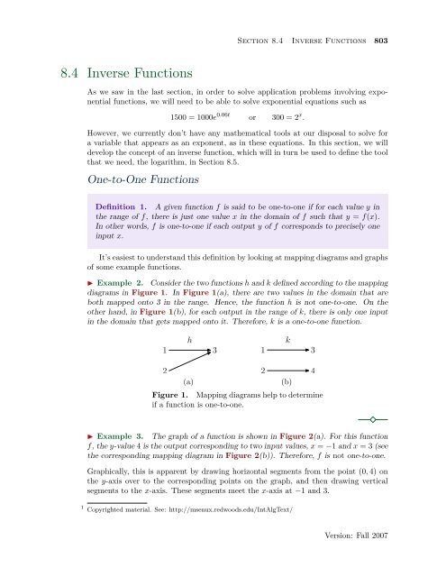Section 4: Inverse Functions
