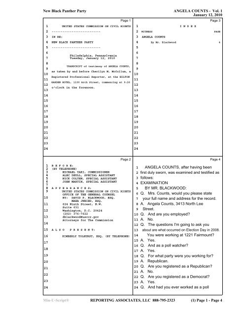 Angela Counts Deposition Transcript (with exhibit) - U.S.